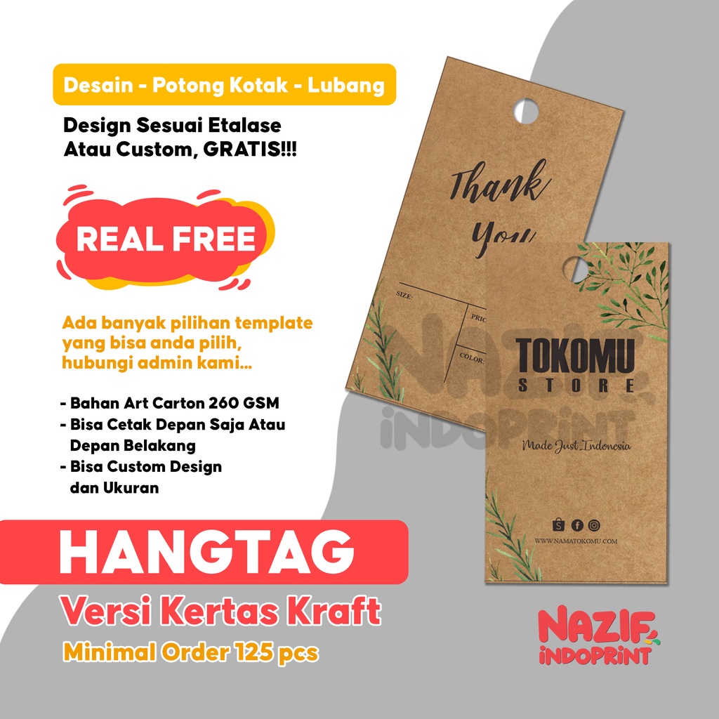 [275 Gsm THICK] Custom Hang Tag / Clothes Hang Tag / Clothes Label ...