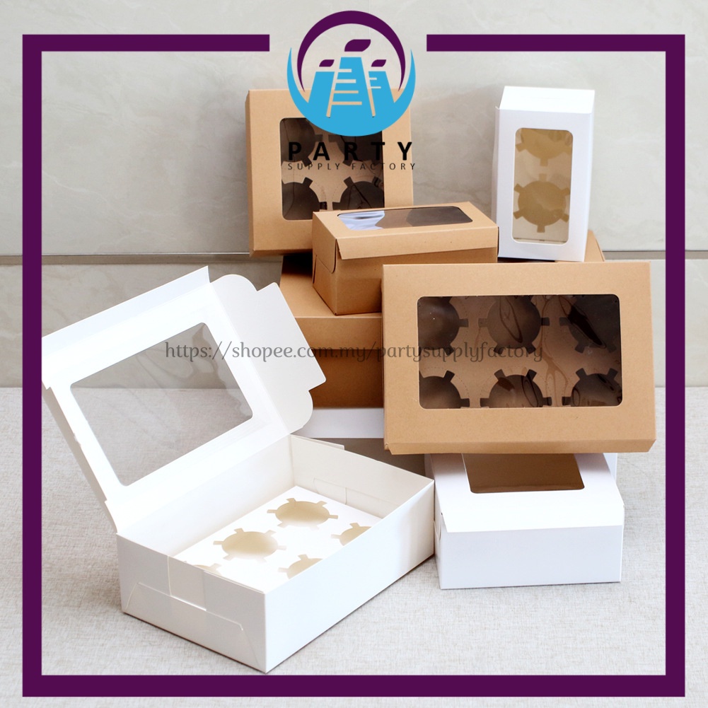 PLAIN CUPCAKES BOX WITHOUT HANDLE 2/ 4/ 6 /12 CAVITIES / KOTAK CUPCAKE ...