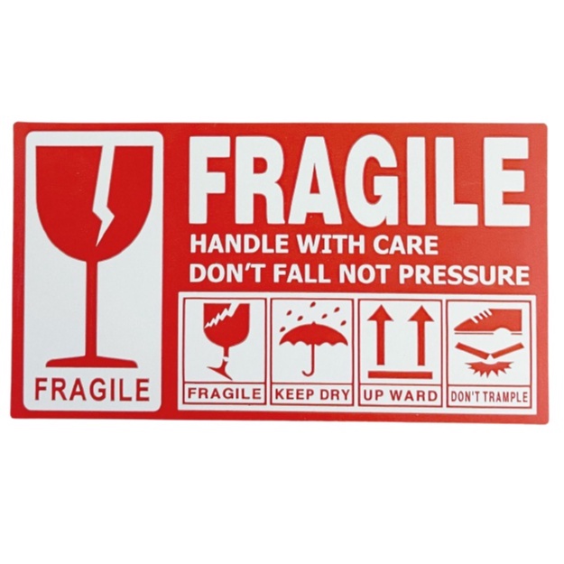 [Buy 20 Free 5] Fragile sticker / Stiker mudah pecah 50x90mm | Shopee ...