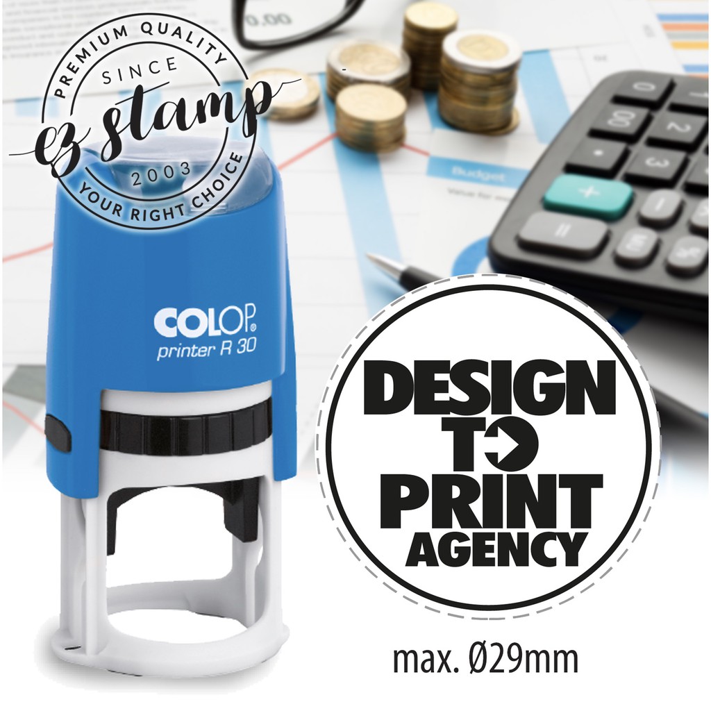 COLOP Printer R30 Custom Text. RED RUBBER (ø29mm). Ideal stamp for ...