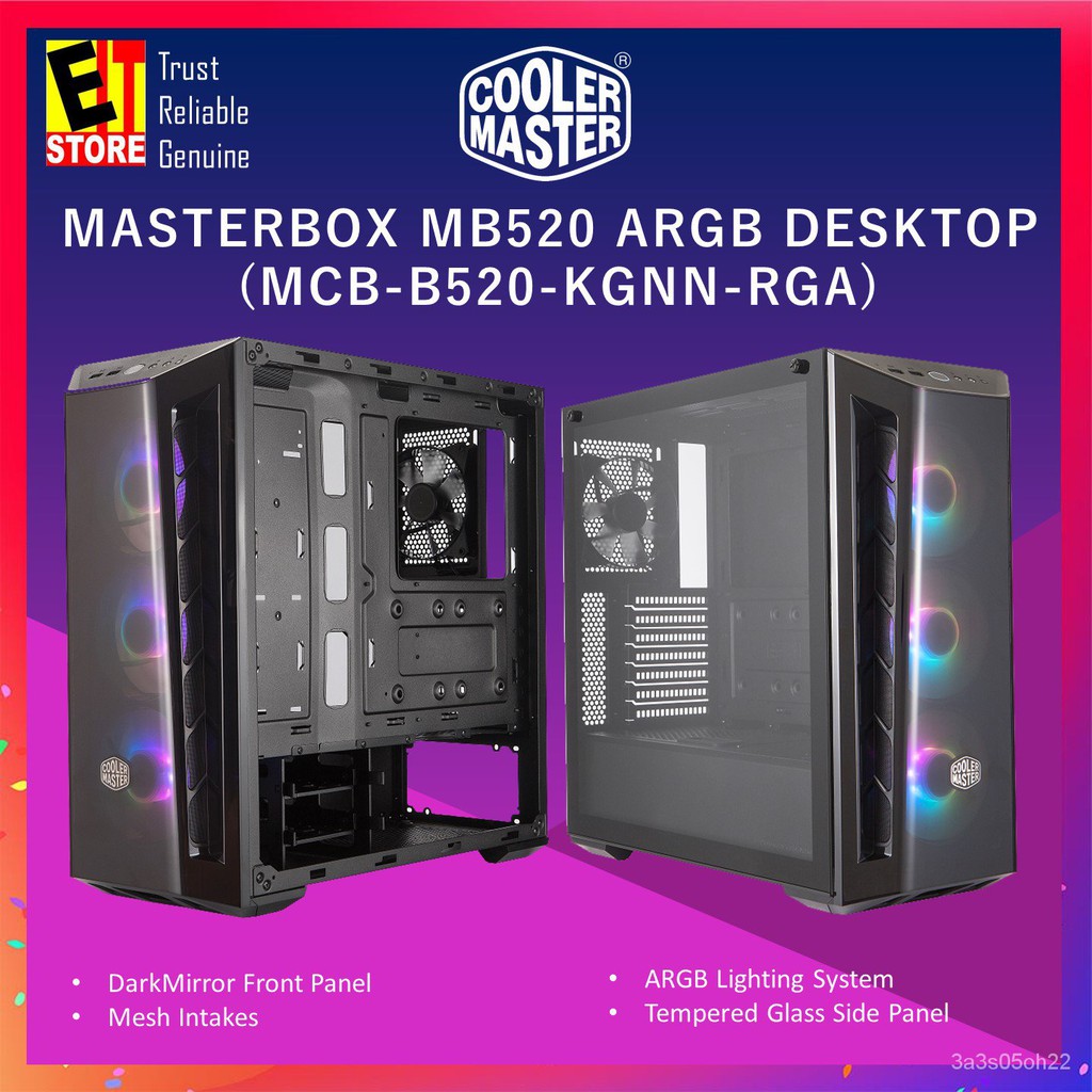 BKh4 COOLER MASTER MASTERBOX MB520 ARGB DESKTOP CASING WITH TEMPERED ...