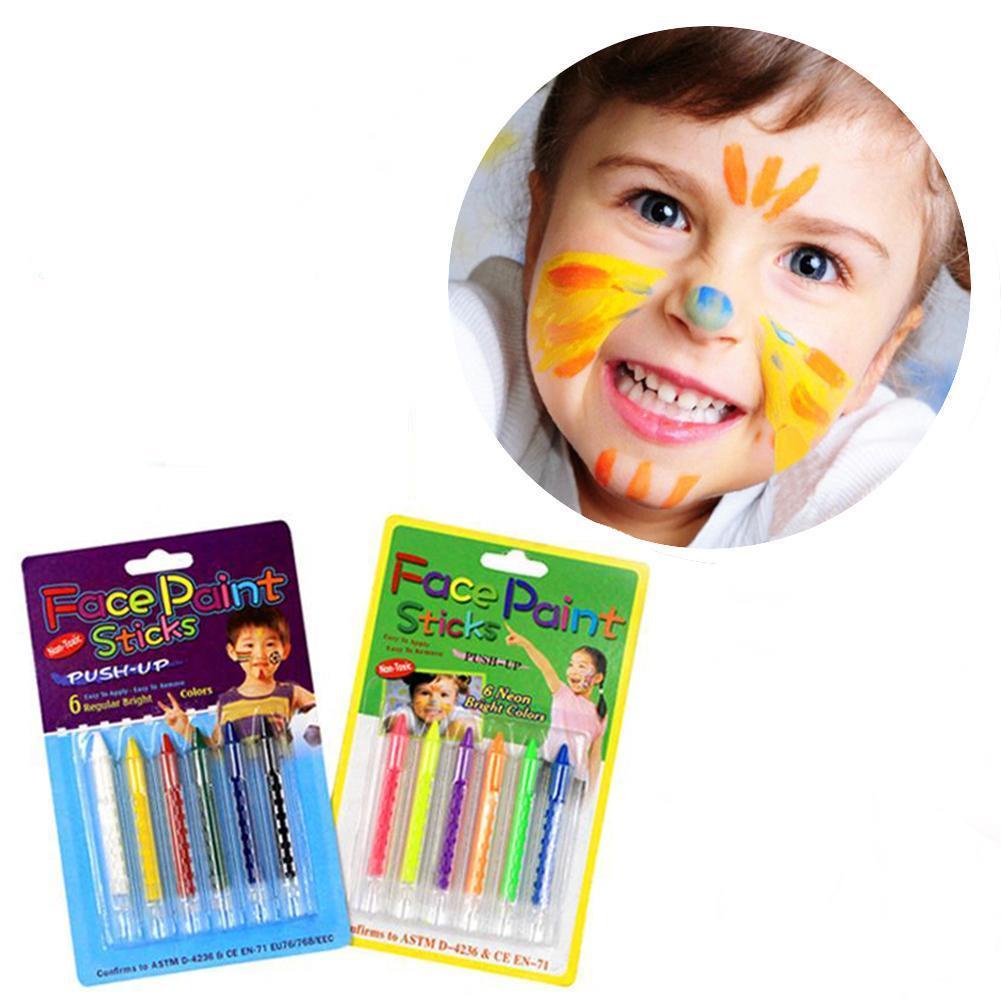 Body Face Painting Crayon 6 Colors Paint Sticks Kit for Halloween Party ...