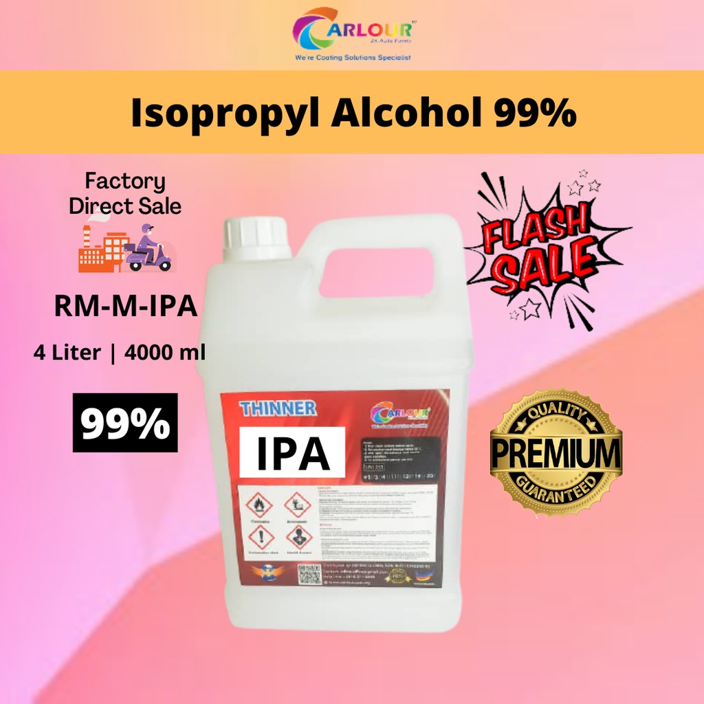 Isopropyl Alcohol 99% / 75% Purity Original Raw Solvent / IPA / 4 Liter ...
