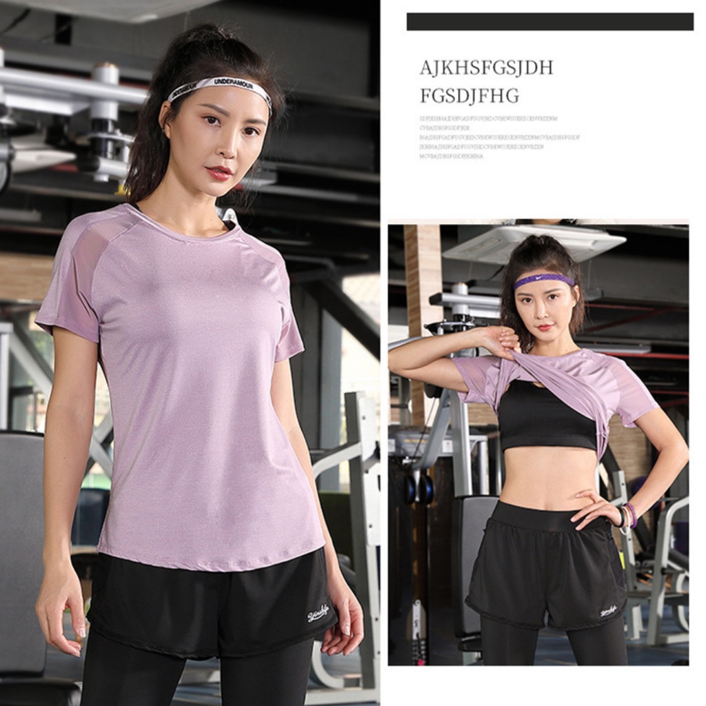 🇲🇾Plus Size Lady Women Exercise Sport T-Shirt Blouse Tops Casual ...