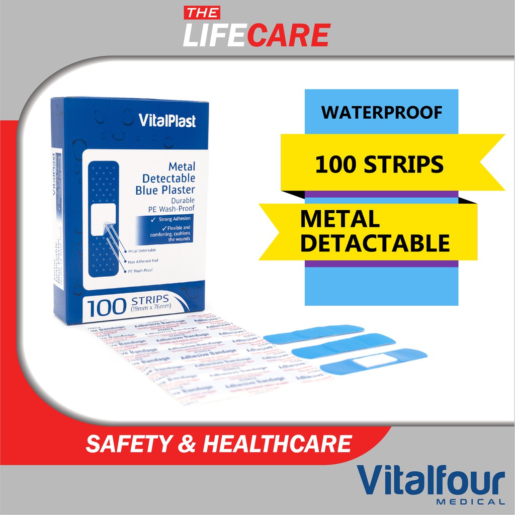 VitalPlast Metal Detectable PE Blue Plaster 100's/box | Shopee Malaysia