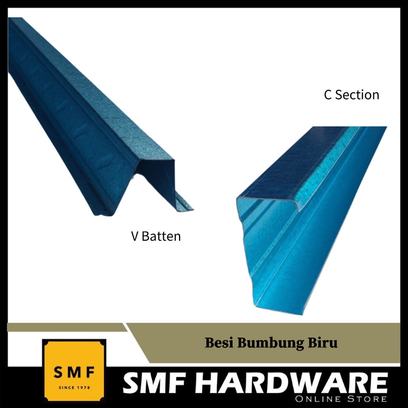 3'' Besi Bumbung Biru (C section/V Batten) | Shopee Malaysia