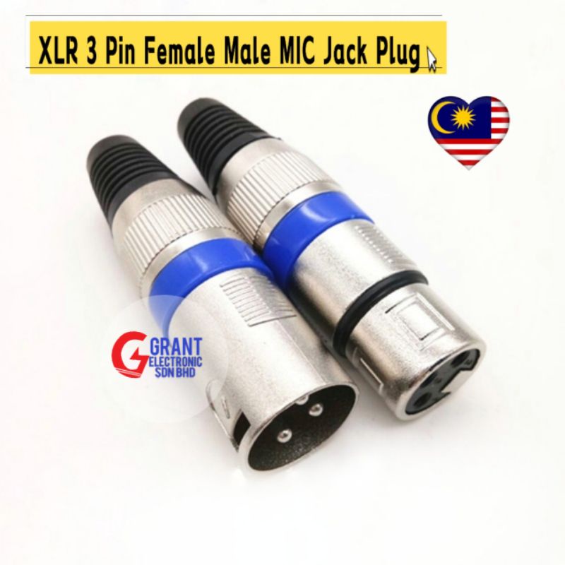 XLR 3 Pin Female Male MIC Jack Plug Audio Microphone Cable Connector ...
