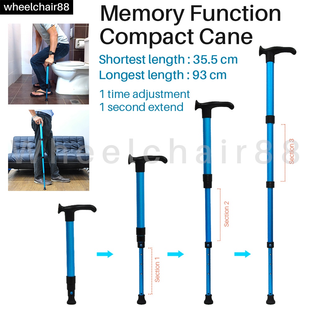 Ultra Portable Cane, ONLY 0.3kg, 12 adjustment levels, 36cm to 93cm ...
