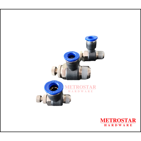Pneumatic One Touch Fittings Threaded to Tube Speed Control (8mm ...