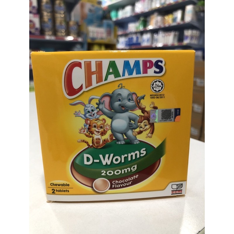 Champs D-worms 200mg chewable tab (2’s) | Shopee Malaysia