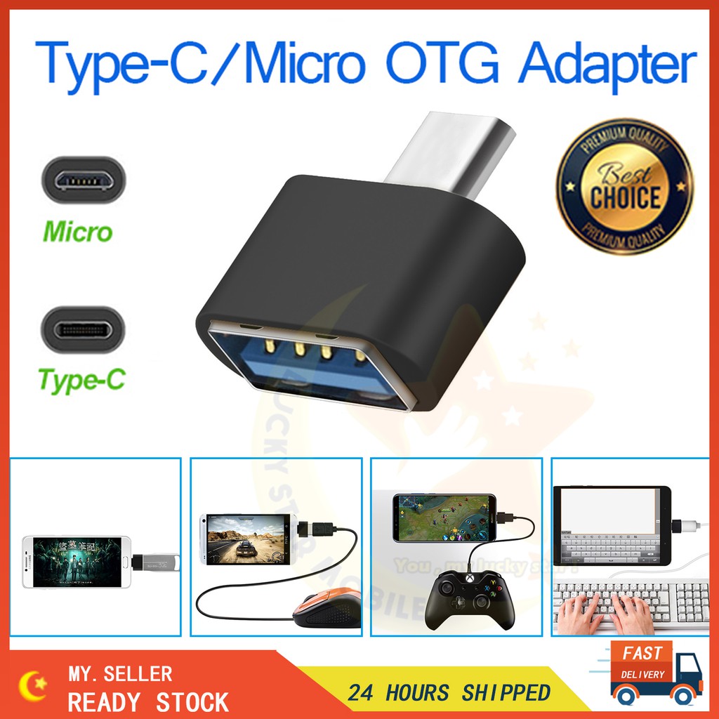 Flash Drive Converter OTG Micro USB + Type-C Male to USB 2.0 Female ...