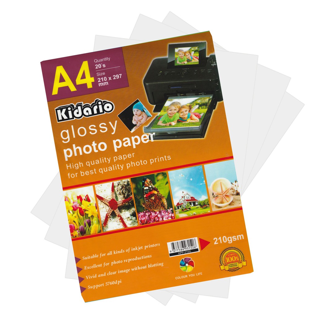 [ KIDARIO | JOJO ] A4 WATER RESISTANT INKJET GLOSSY PHOTO PAPER 20'S ( 160GSM - 260GSM) | INKJET ...