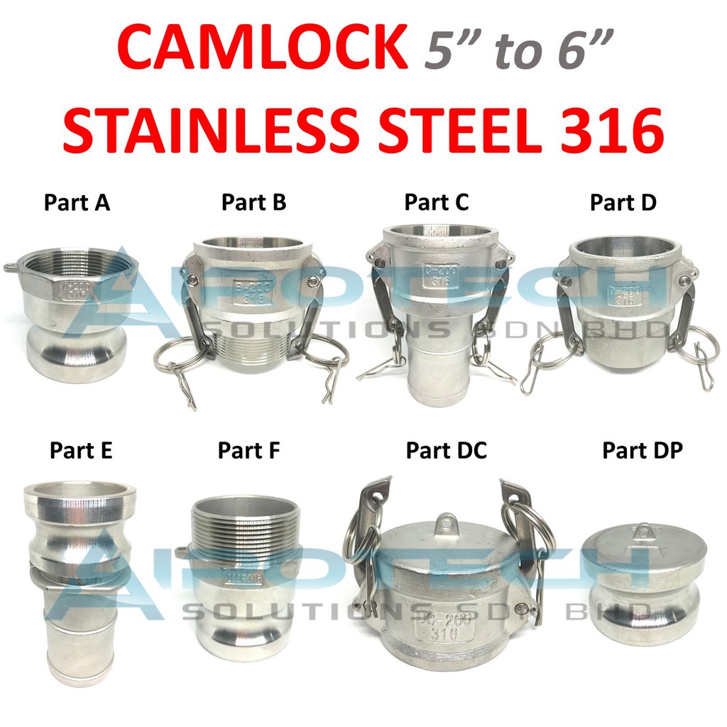 Stainless Steel 316 Camlock Coupling Lever Lock Coupling Size 5" ~ 6 ...