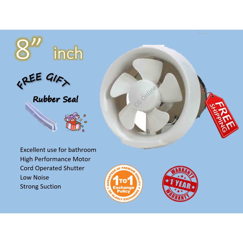 PVC Wall Type Glass Exhaust Fan 8'' inch Round | Shopee Malaysia