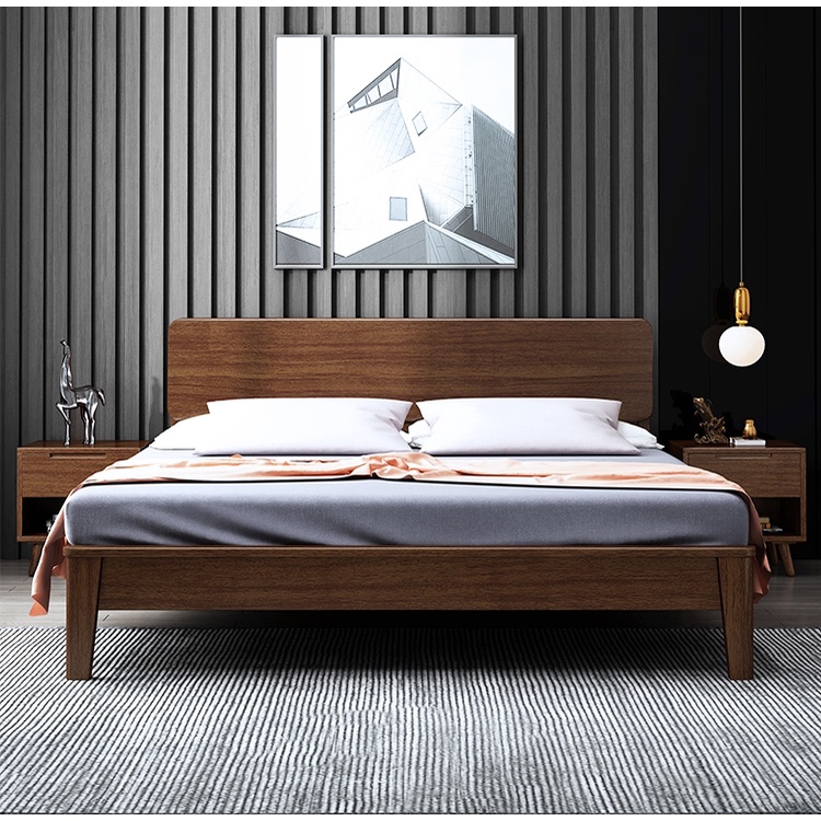 QSYP walnut wood bedframe, full solid wood, walnut wood for main part ...