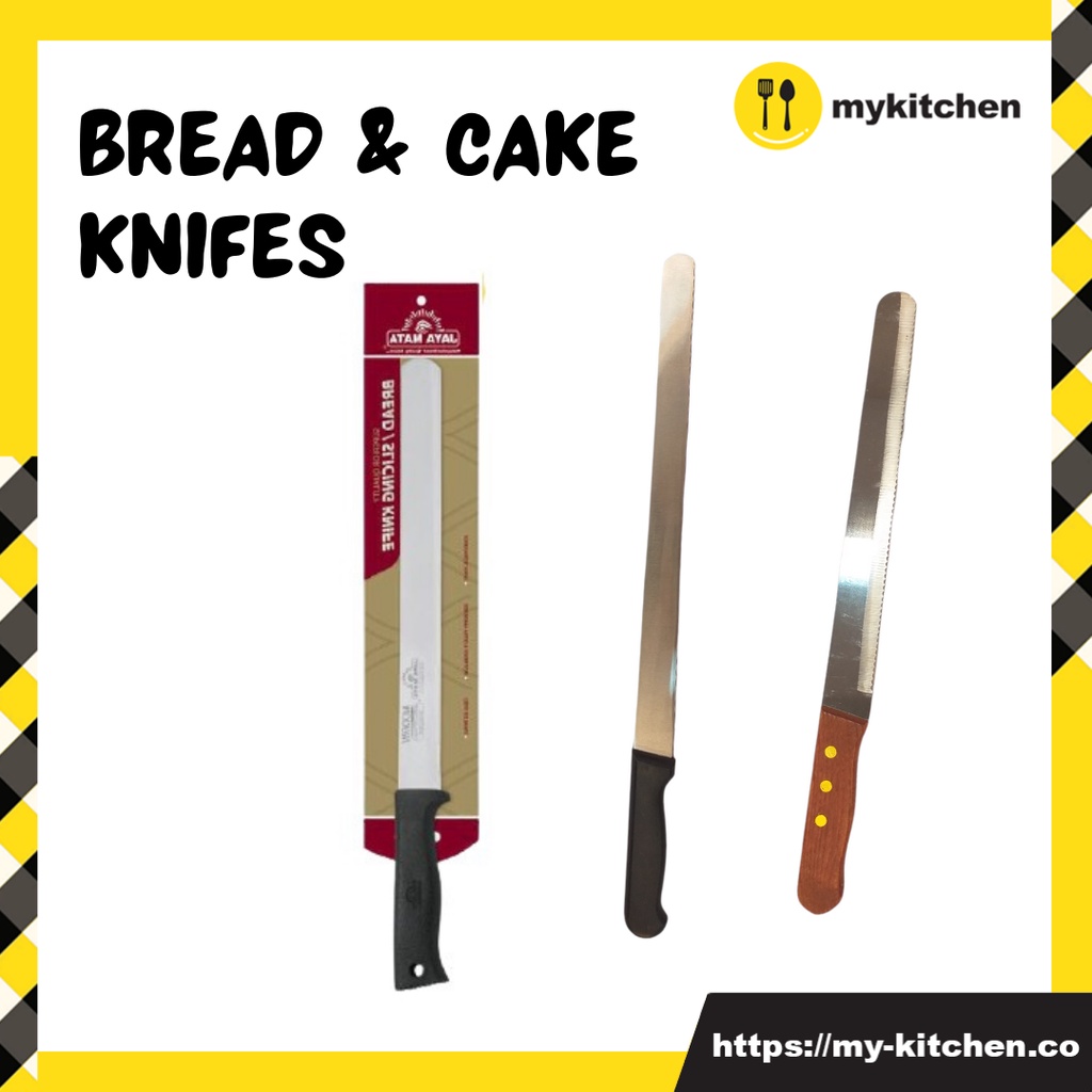[MY KITCHEN] Stainless Steel Bread Knife With Wood Handle, plastic ...