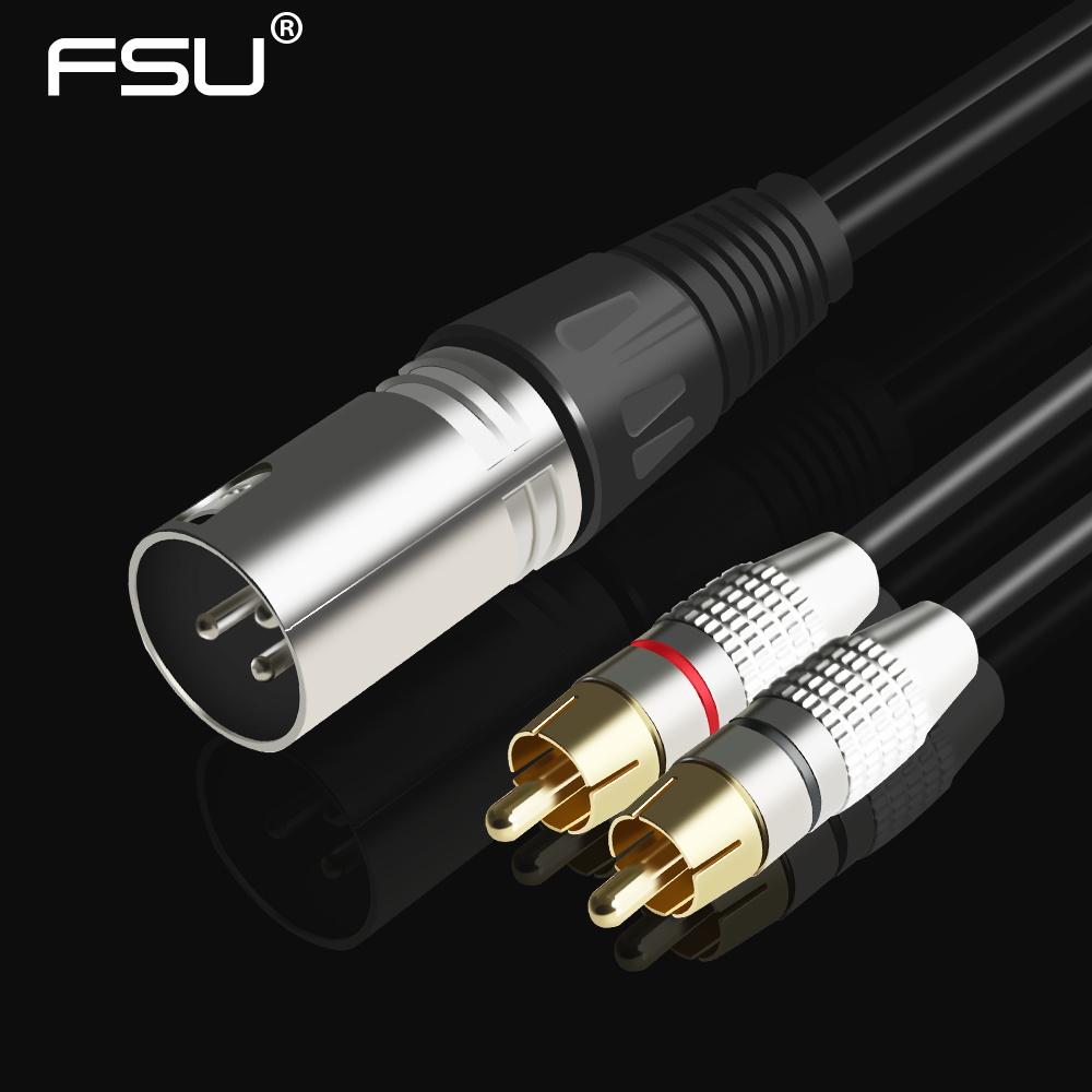FSU 1m 1.5m 2m 3m 5m 8m Cannon Male Female To 2 RCA Connection Audio ...