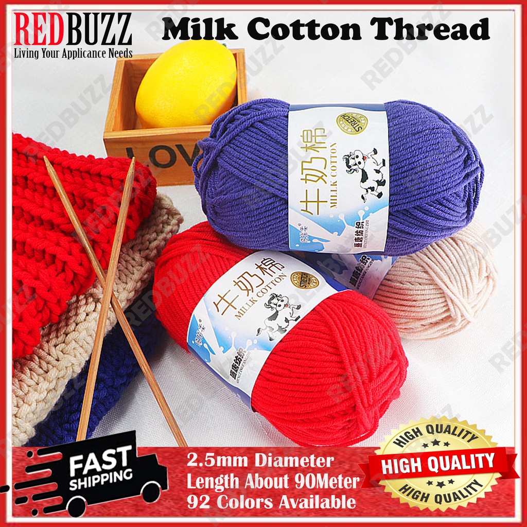 REDBUZZ (Color 53-92) Benang Kait Sulam Milk Cotton Wool Embroidery ...