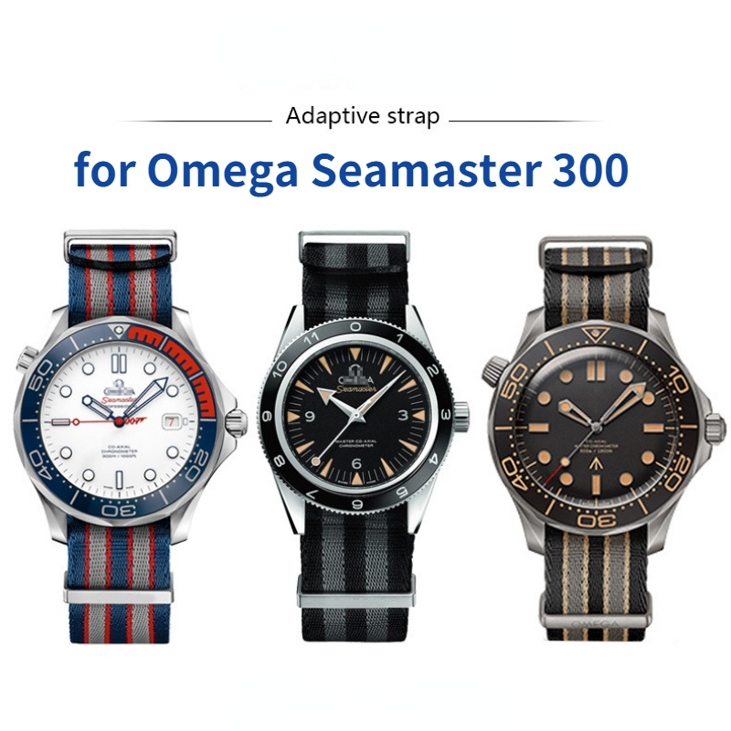 Omega 007 Nylon Canvas Watch Strap Hippocampus 300 Spectre Speedmaster ...
