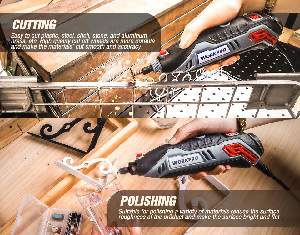 WORKPRO 130W Electric Mini Drill Grinder Engraver Variable Speed Rotary ...