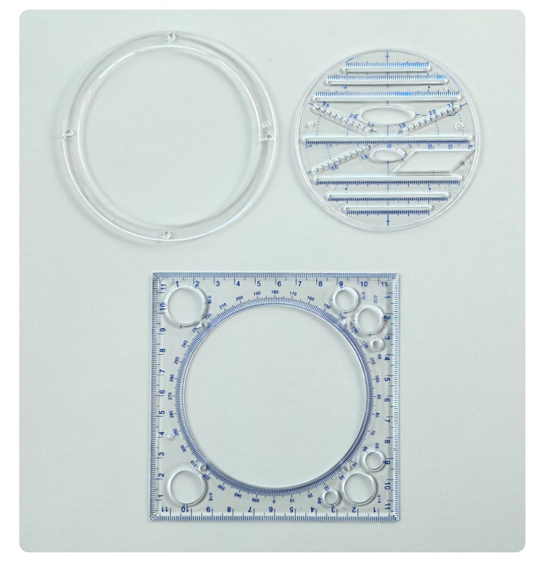 Multifunctional Drawing Ruler Rotatable Geometric Shape Mathematic ...