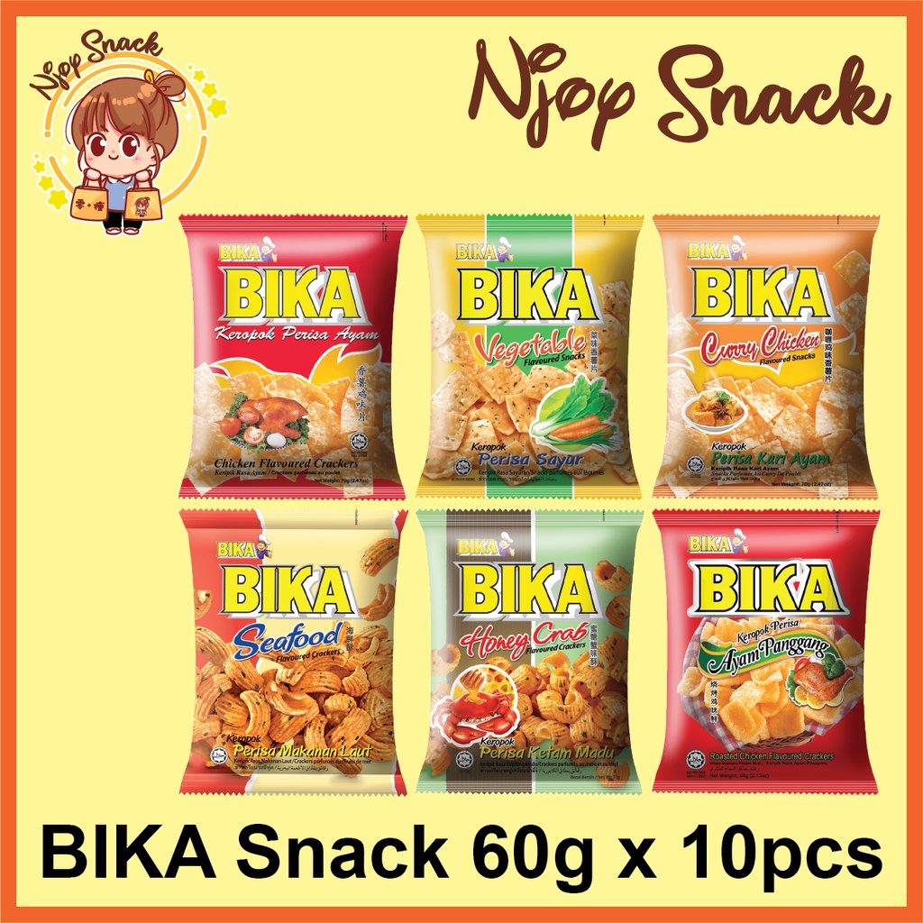60g x 10pcs BIKA SNACK (AYAM / VEGETABLE / CURRY CHICKEN / ROASTED ...