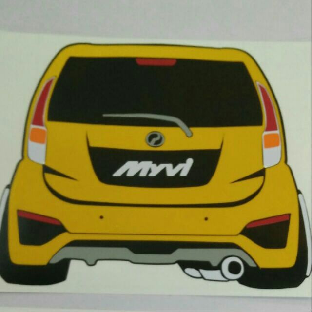 Stiker kereta Gambar Perodua Myvi Kuning cutting sticker reflects ...