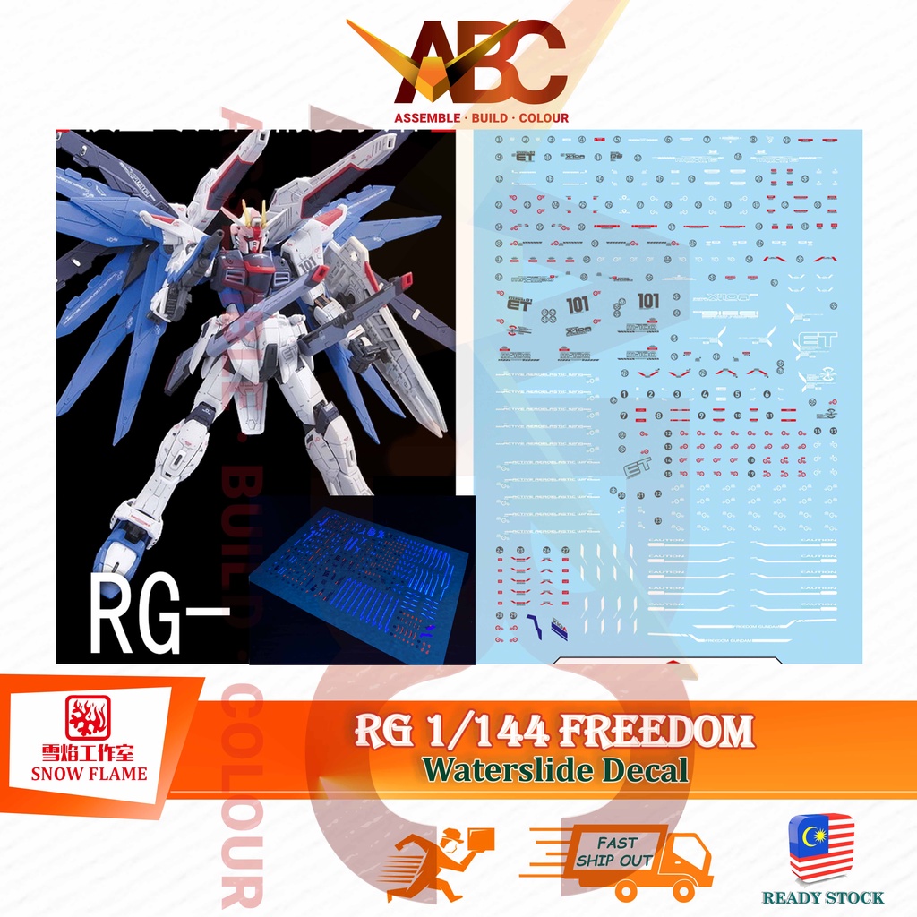 [Snow Flame] Waterslide Decal - RG 1/144 Freedom (Fluo) ZGMF-X10A Model ...