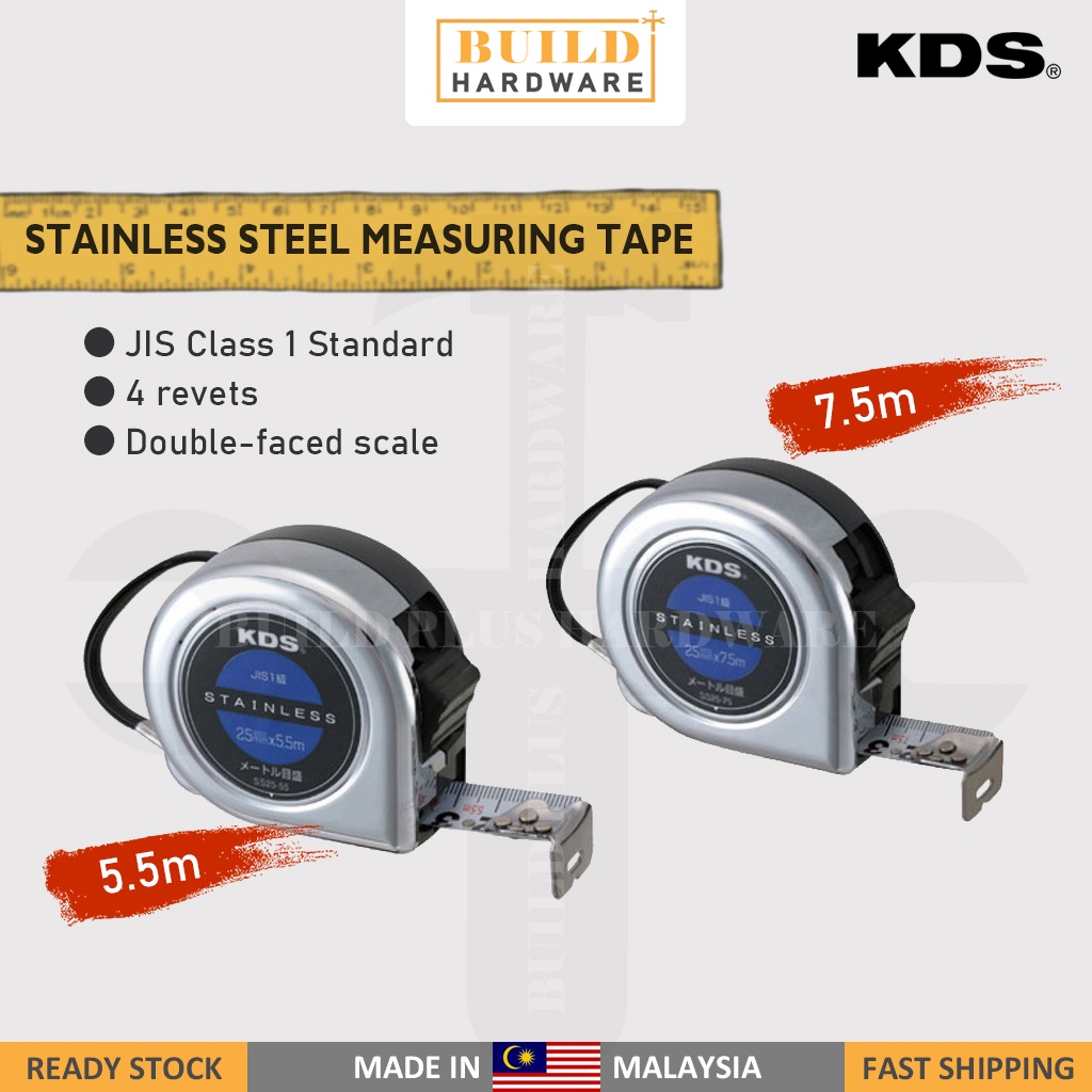 KDS Stainless Steel Double Scale Measuring Tape 5.5M/7.5M Pita Pengukur Keluli Tahan Karat ...