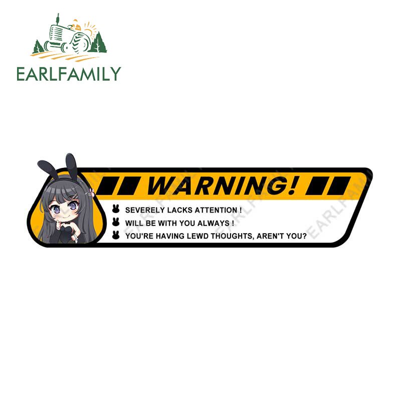 EARLFAMILY 13cm x 3.6cm for Sakurajima Mai Warning Anime Car Stickers ...