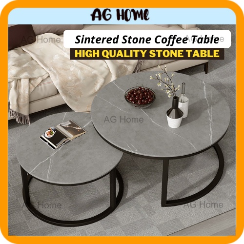 ADAMAS Sintered Stone Round Side Table Coffee Table Meja Kopi Nordic ...