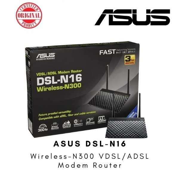 Asus Router DSL-N16 | 300Mbps | Wi-Fi | VDSL/ADSL | Support Malaysia ...