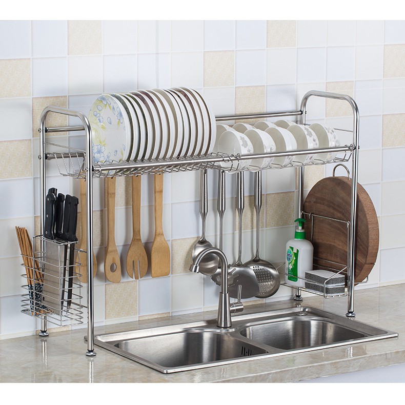 Stainless Steel Draining Single Sink Dish Rack Drainer Storage Rack ...