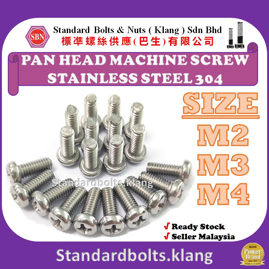 20PCS PER PACK (SIZE: M2 / M3 / M4 SUS304 PHMS) Stainless Steel 304 PAN ...
