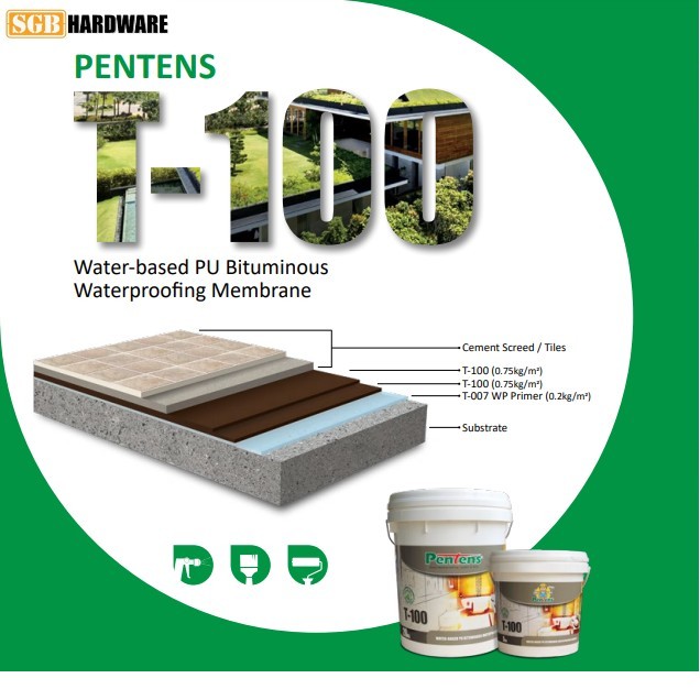 20KG PENTENS T-100 WATER-BASED PU BITUMINOUS WATERPROOFING MEMBRANE ...