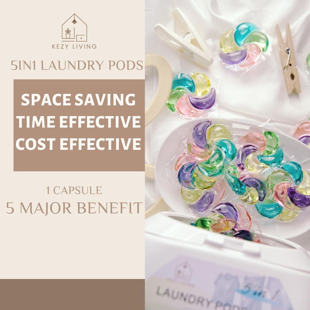 50 Pods 5-In-1 Detergent Capsule Fresh Candy Soap Laundry Capsules ...