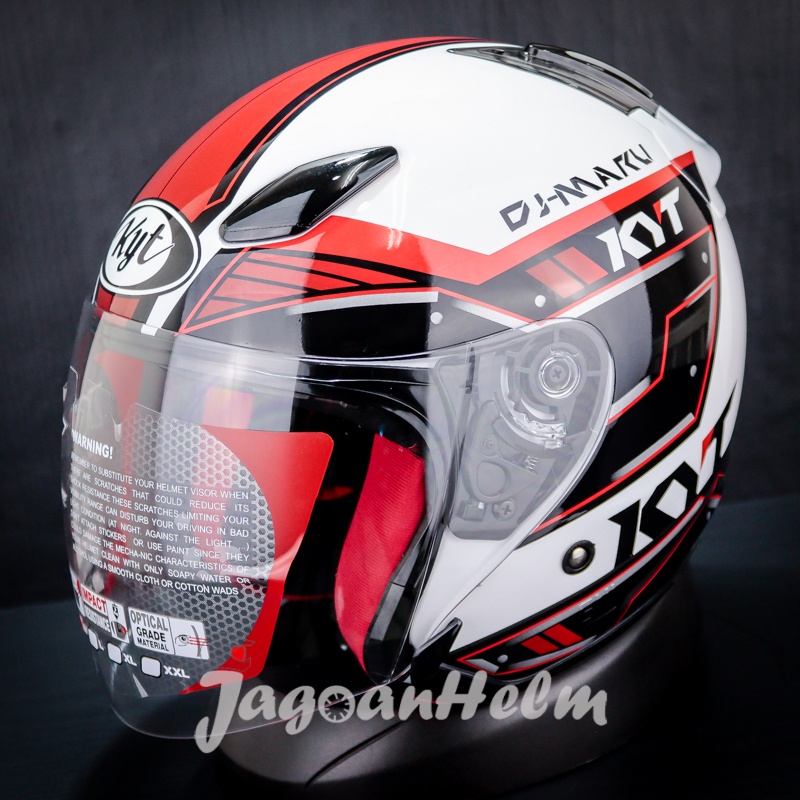 KYT HELM DJ MARU 9 | WHITE RED | ORIGINAL HELMET | DJMARU MOTIF| SINGEL VISOR | Shopee Malaysia