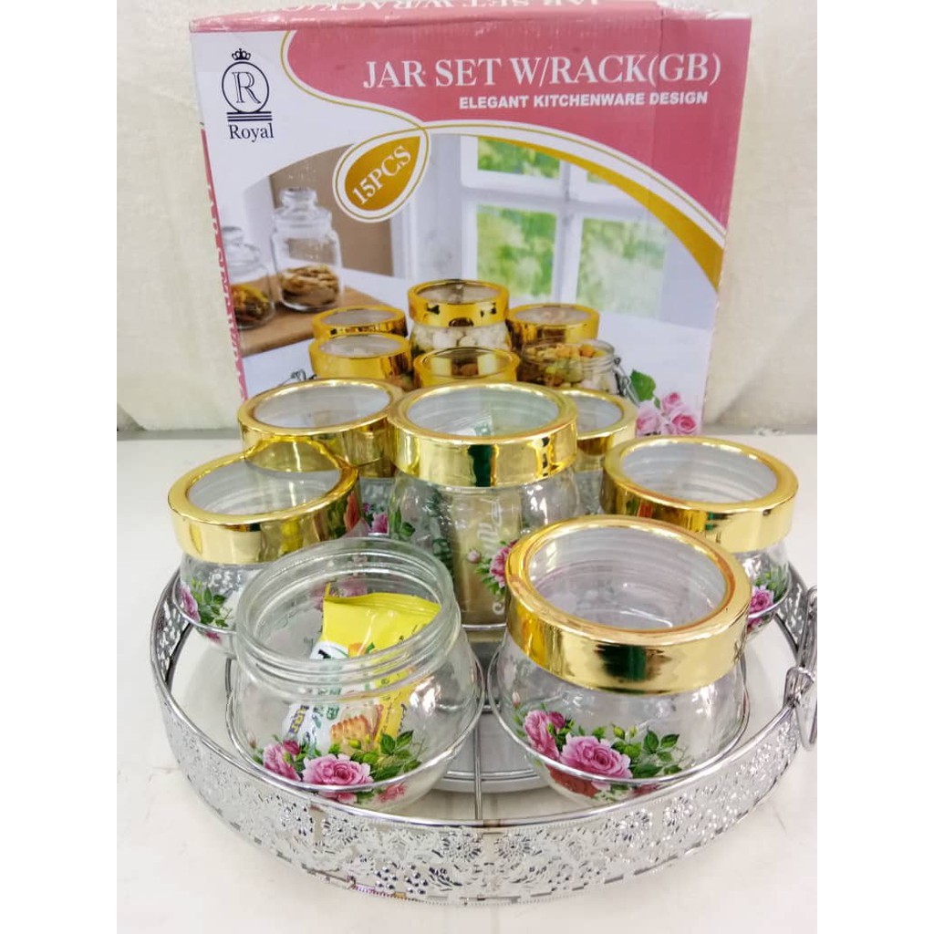 🔥HOT!🔥15PCS ROTATING ROSE JAR SET/ CANISTER SET/ BALANG KUIH / BEKAS ...