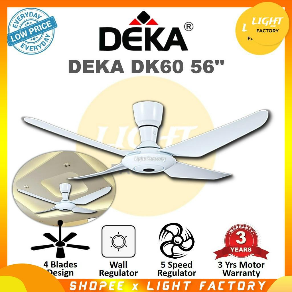 DEKA DK60 56'' Ceiling Fan 4 Blades Ceiling Fans White Color | Shopee ...