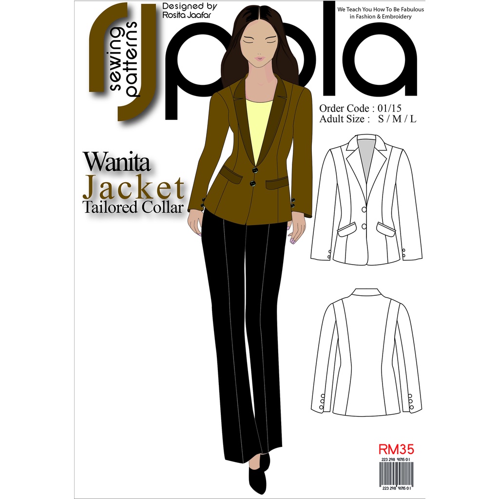 pola pakaian Jaket Wanita LADIES JACKET 01 RJPOLA rosita jaafar ...