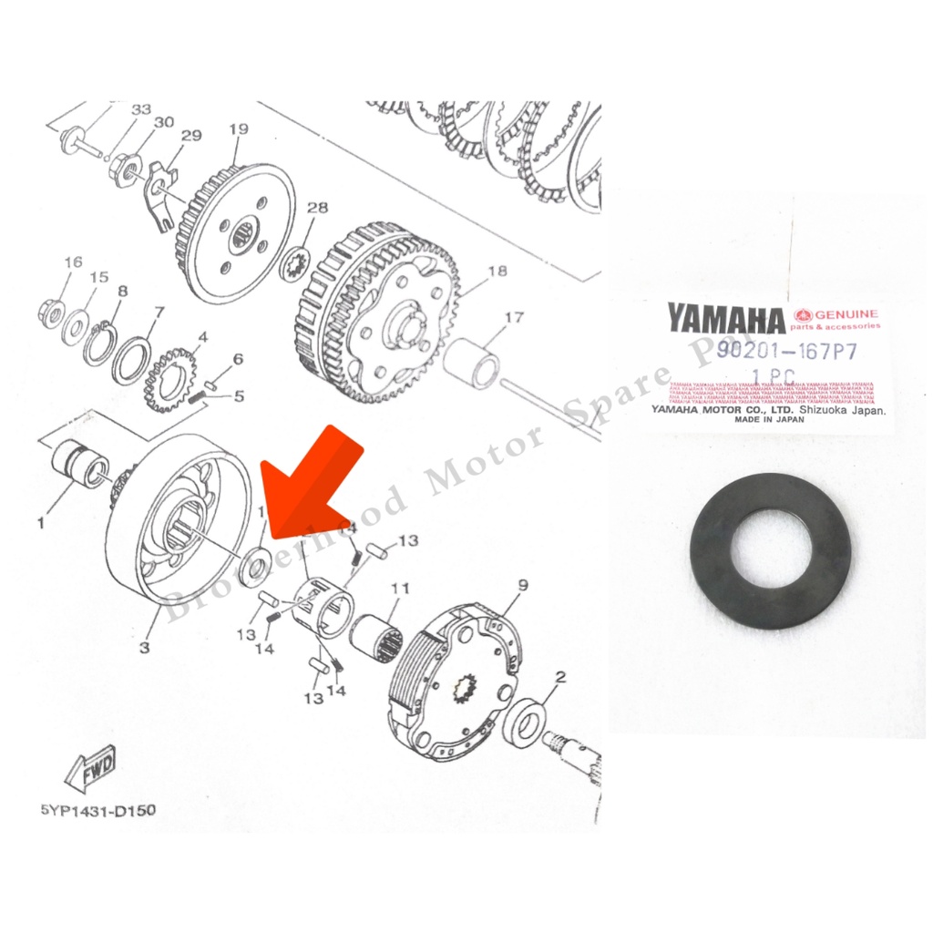 Yamaha LC135 Clutch One Way Washer Auto Housing Washer 90201-167P7 ...