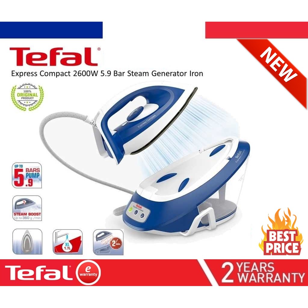 🔥FREE GIFT🔥 TEFAL Express Compact 2600W 5.9 Bar Steam Generator Iron ...