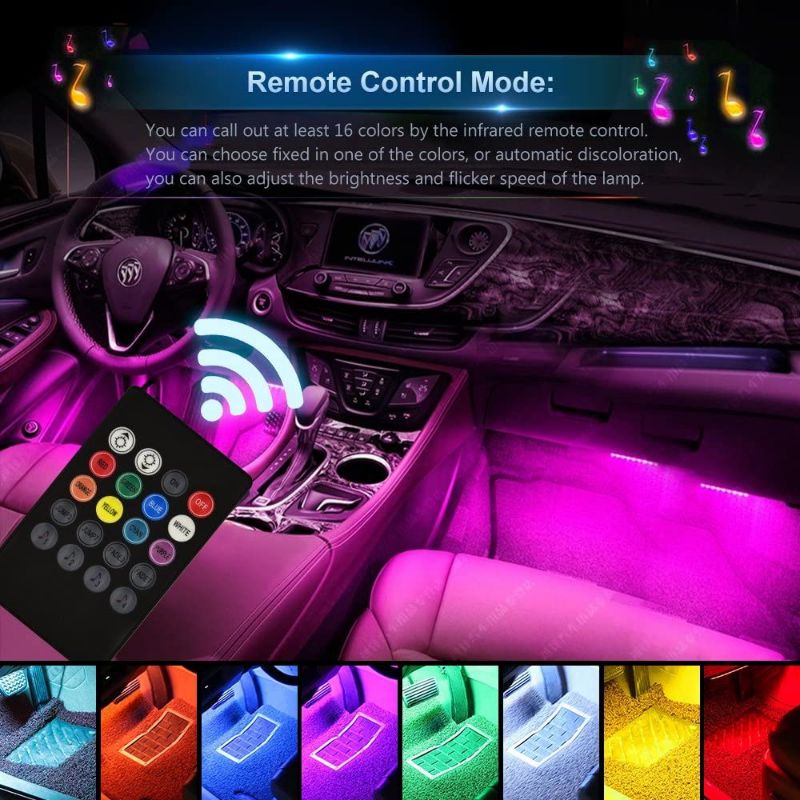 4PCS RGB WITH MUSIC SENSOR Car Interior Foot Light With Wireless Remote ...