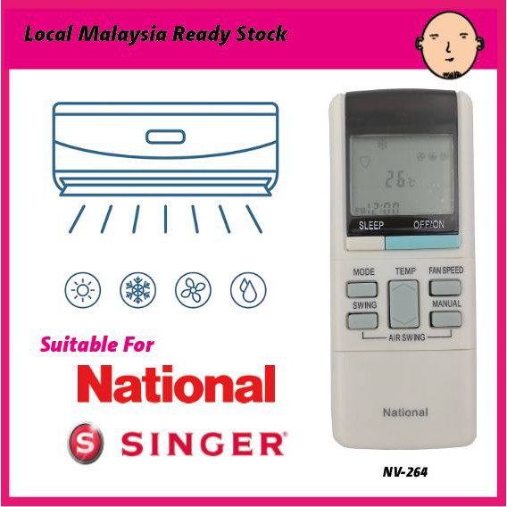 National / Fujiaire / Singer Air Cond Aircond Air Conditioner Remote ...