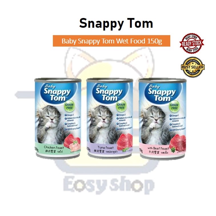 Baby Snappy Tom Canned Wet Food (150G) - Tuna Feast / Beef Feast ...