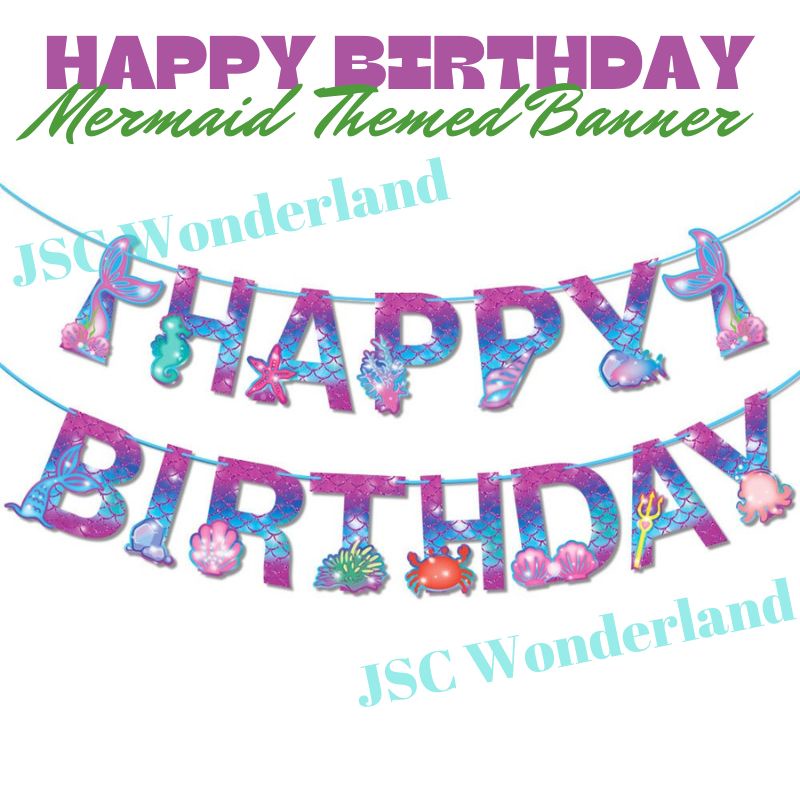Happy Birthday Banner Ocean Theme Party Decorations Mermaid Theme ...