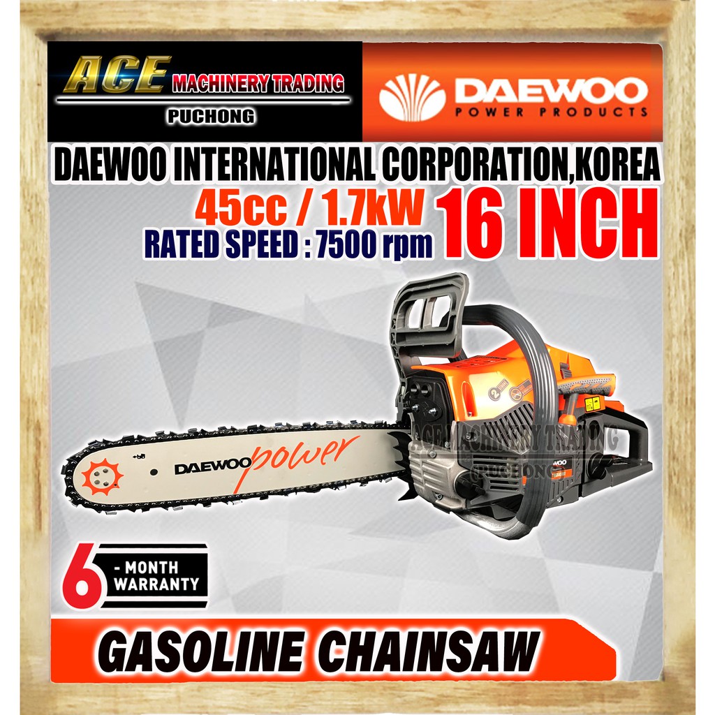 DAEWOO 16" Chain Saw Gasoline Chainsaw 16 inch Heavy Duty 2 Stroke ...