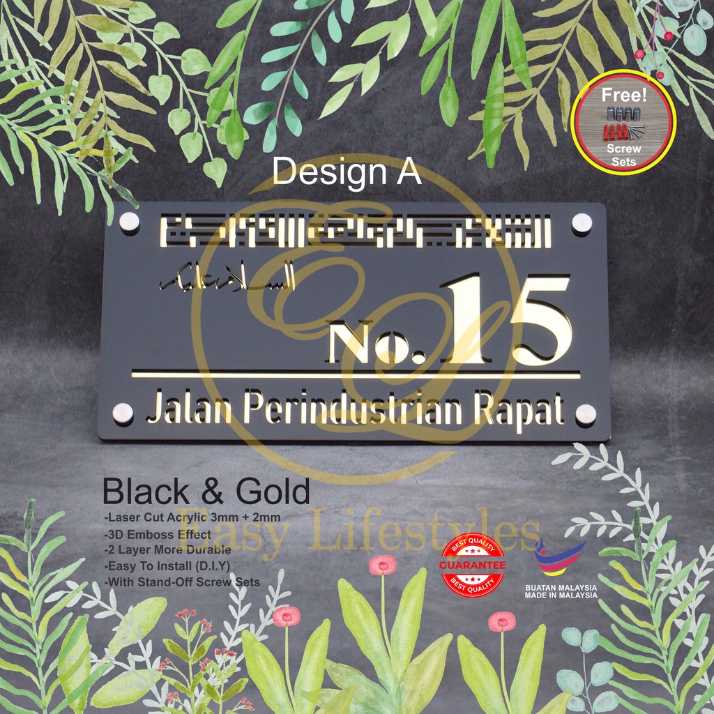 ACRYLIC HOUSE NUMBER PLATE 🔥 NOMBOR RUMAH TERKINI 300MM X 150MM 🔥 ...