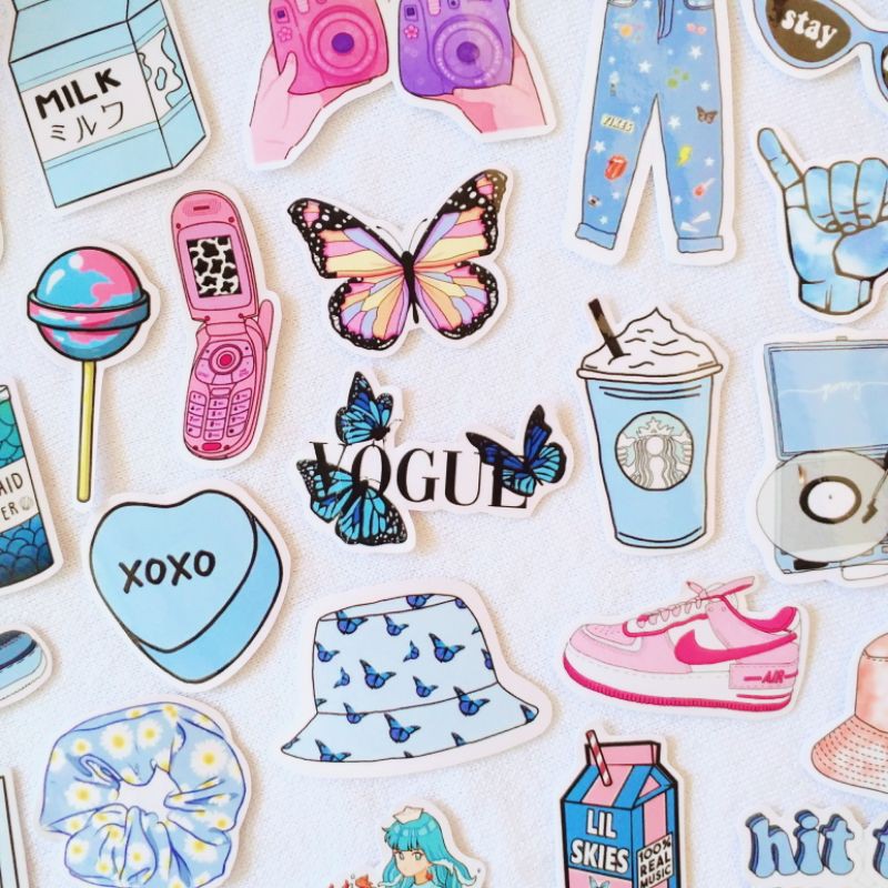 Tumblr aesthetic Stickers/HP Stickers/Laptop Stickers/Blue pink sticker ...