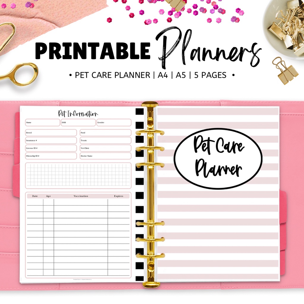 Pet Care Planner Printable PDF Journal Minimalist Printable Planner ...